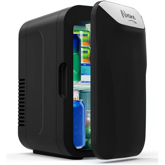 Mini Fridge,8 Can/6 Liter Small Refrigerator,110VAC/ 12V DC Portable ...