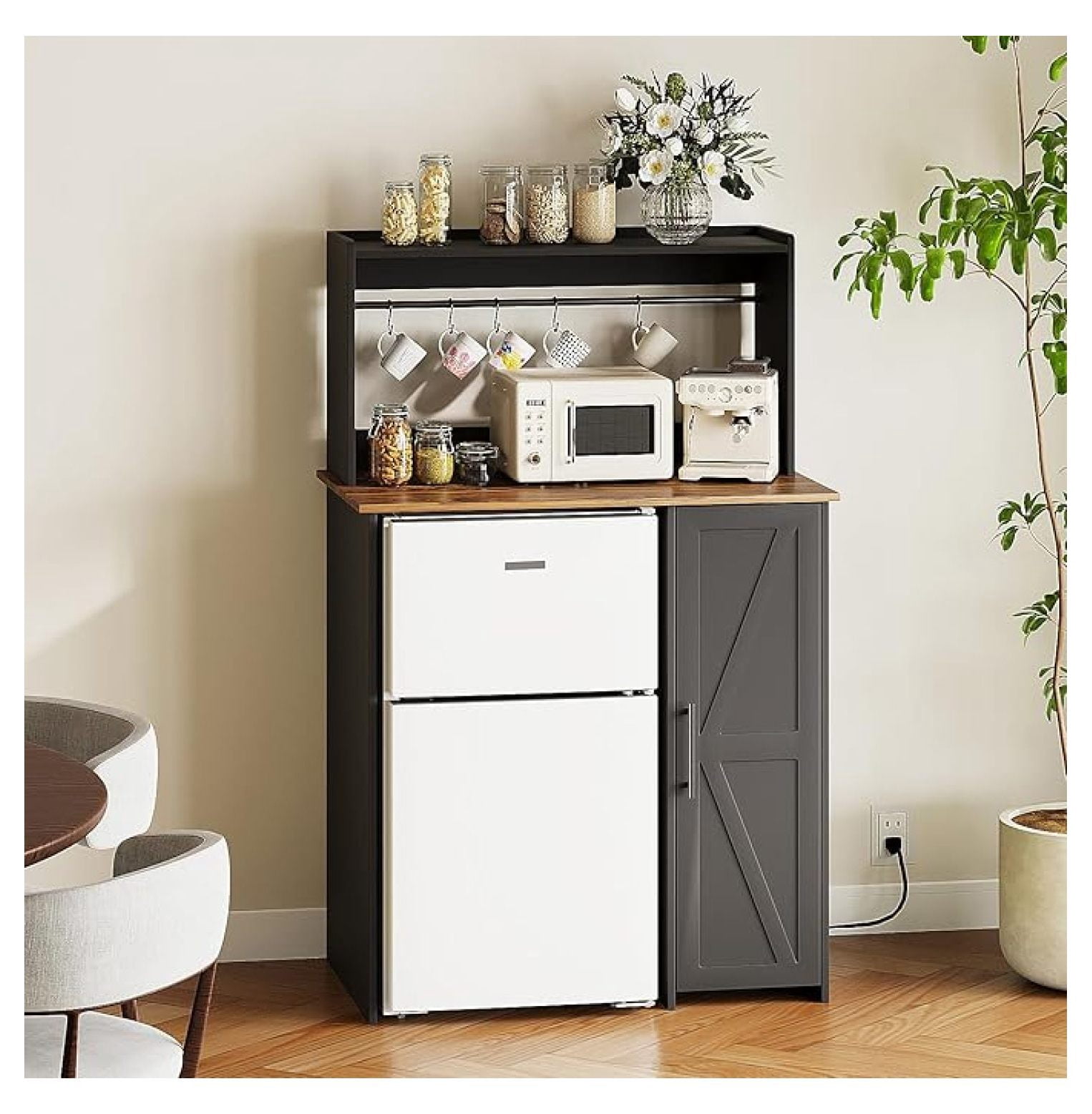 Mini Fridge Cabinet,Coffee Bar Cabinet with Socket and Mini Fridge ...