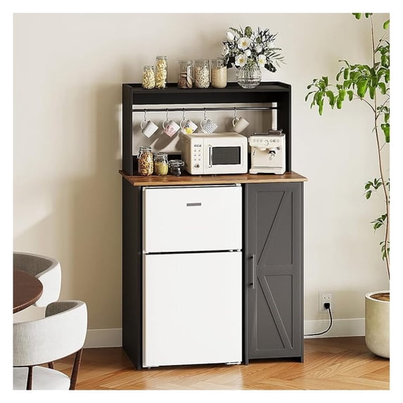 Mini Fridge Cabinet,Coffee Bar Cabinet with Socket and Mini Fridge ...