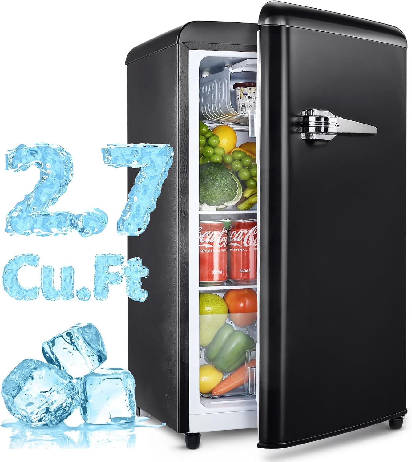 Mini Fridge with Freezer, 2.7 Cu.Ft Retro Single Door Small Compact ...