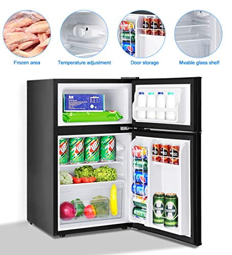 Mini Fridge with Freezer,3.2 Cu.FT Compact Refrigerator, Dual Door ...