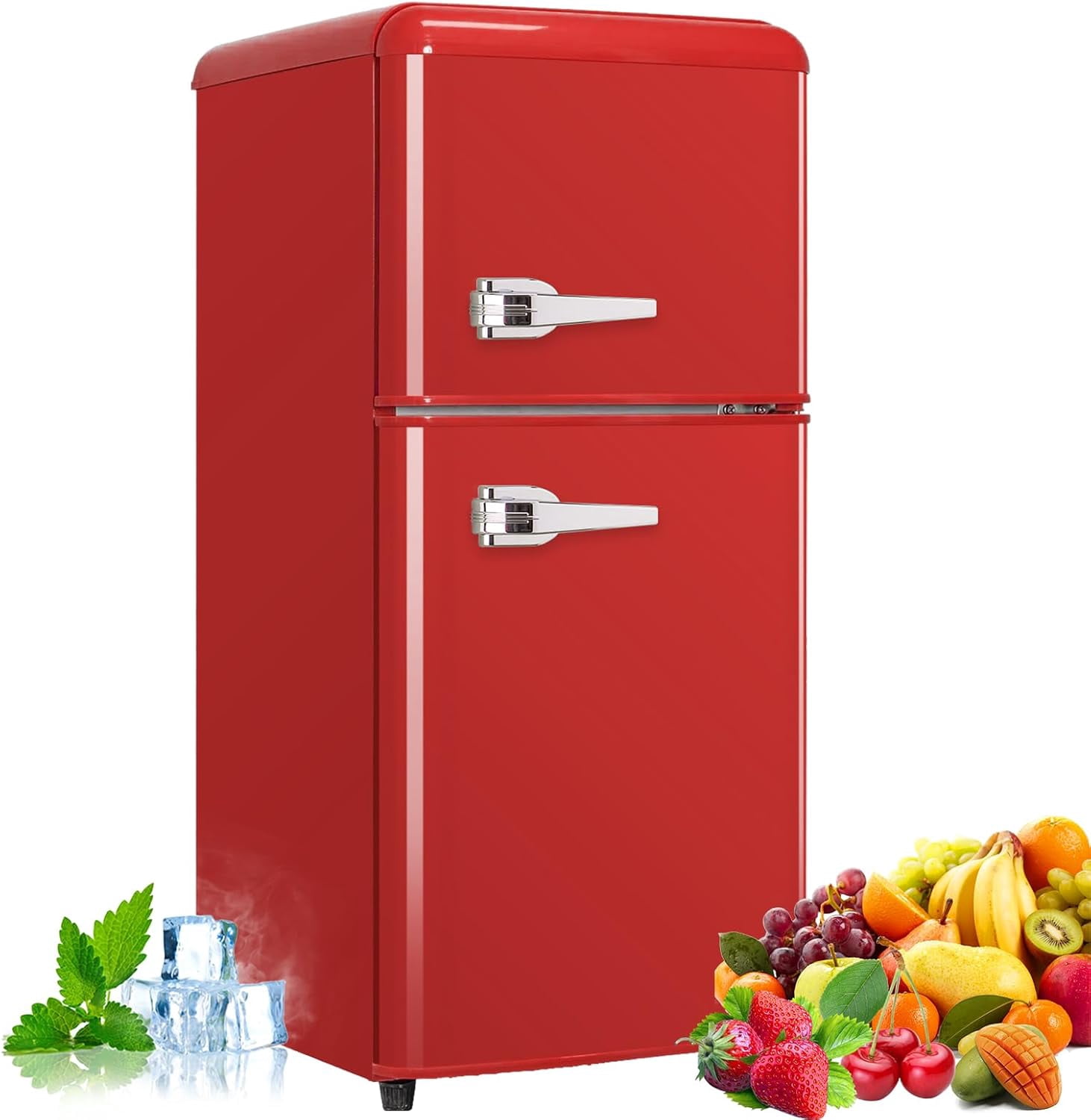 Mini Fridge with Freezer, 3.2 Cu.Ft Mini Fridge, Retro Small ...