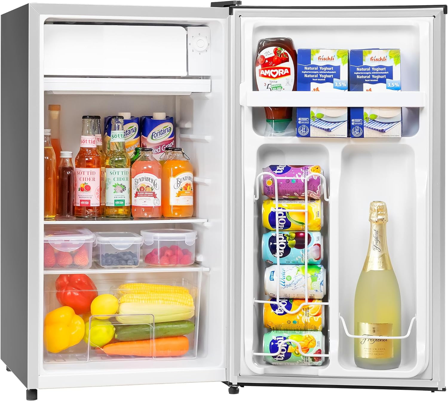 Mini Fridge with Freezer, 3.2Cu.Ft, Single Door Small Refrigerator ...