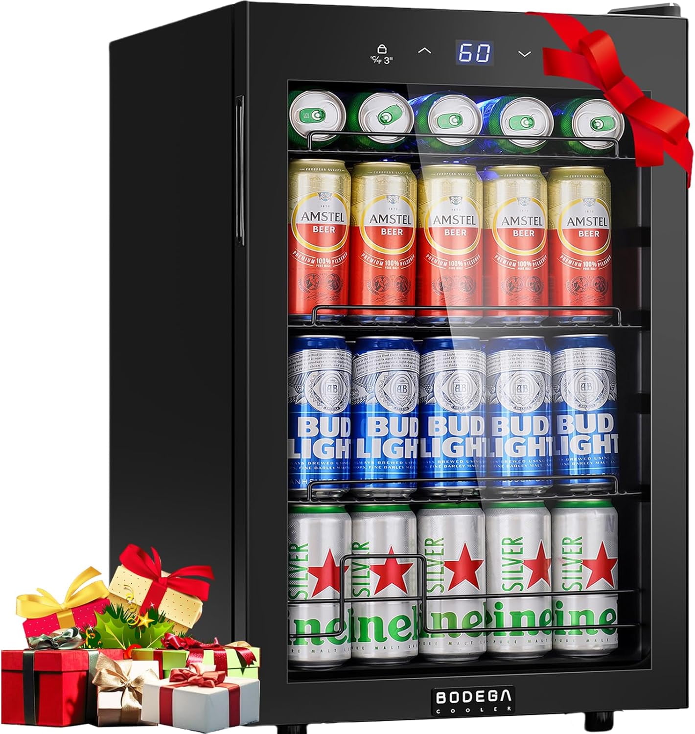 Mini Fridge with Glass Door, 120 Can Beverage Refrigerator Cooler for ...