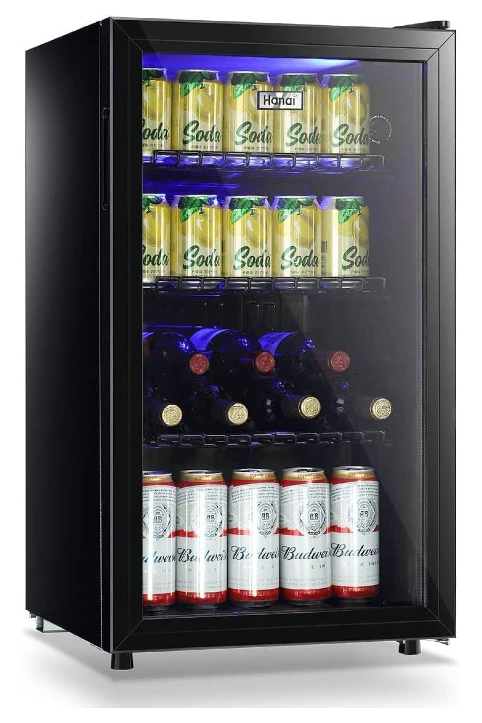 Mini Fridge Glass Door 120 Cans Beverage Refrigerator Small Wine Cooler ...