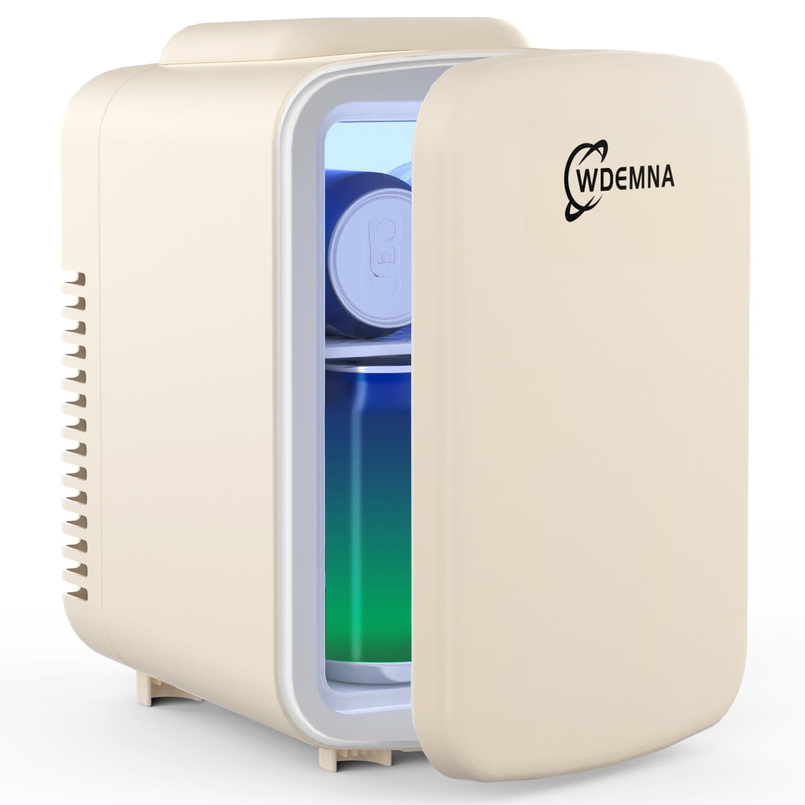 Mini Fridge Ivory White, 4 Liter/6 Cans Skincare Fridge for Bedroom ...