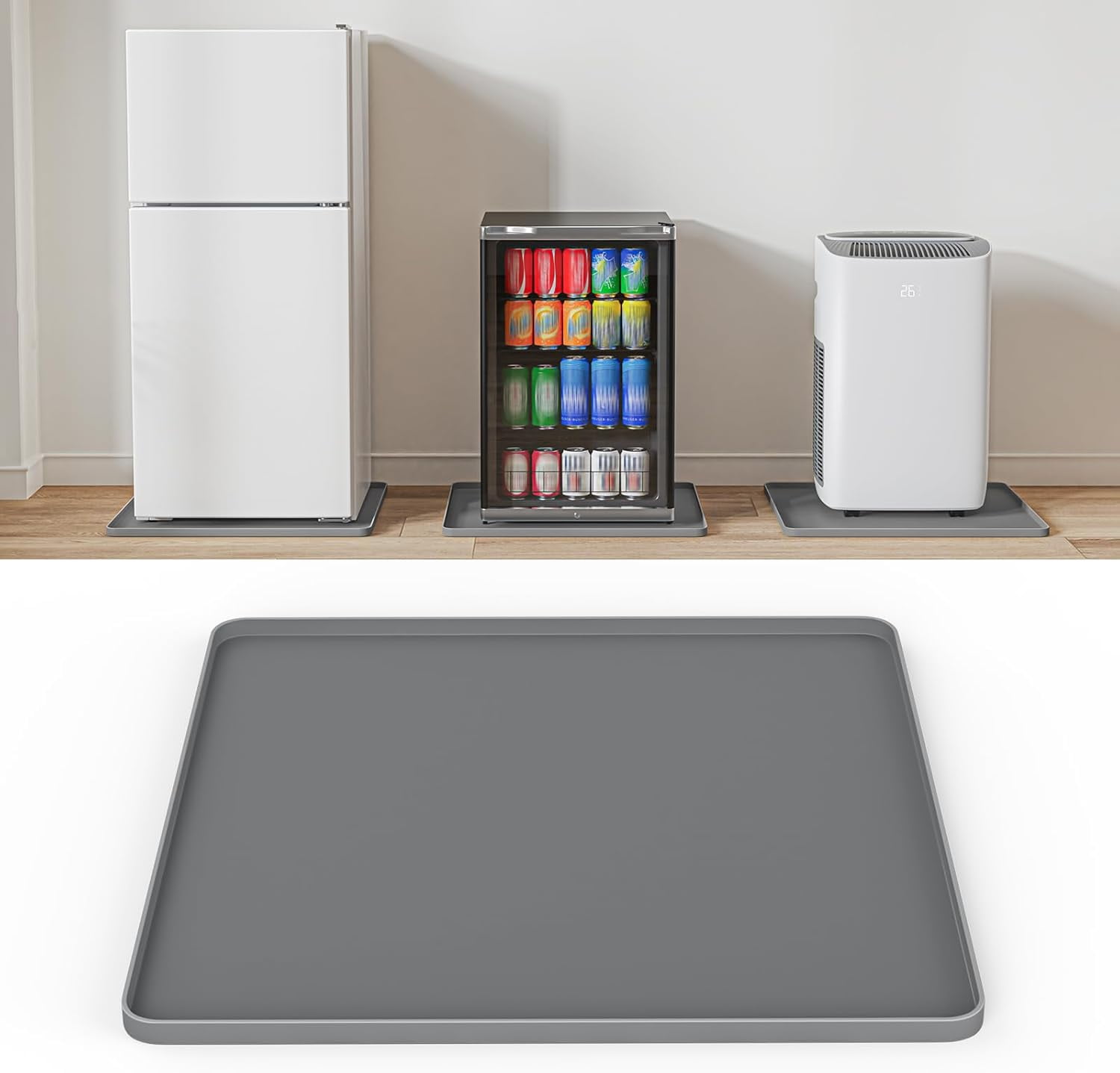 Mini Fridge Mat for Floor Protector - Mini Fridge Drip Tray with Raised ...