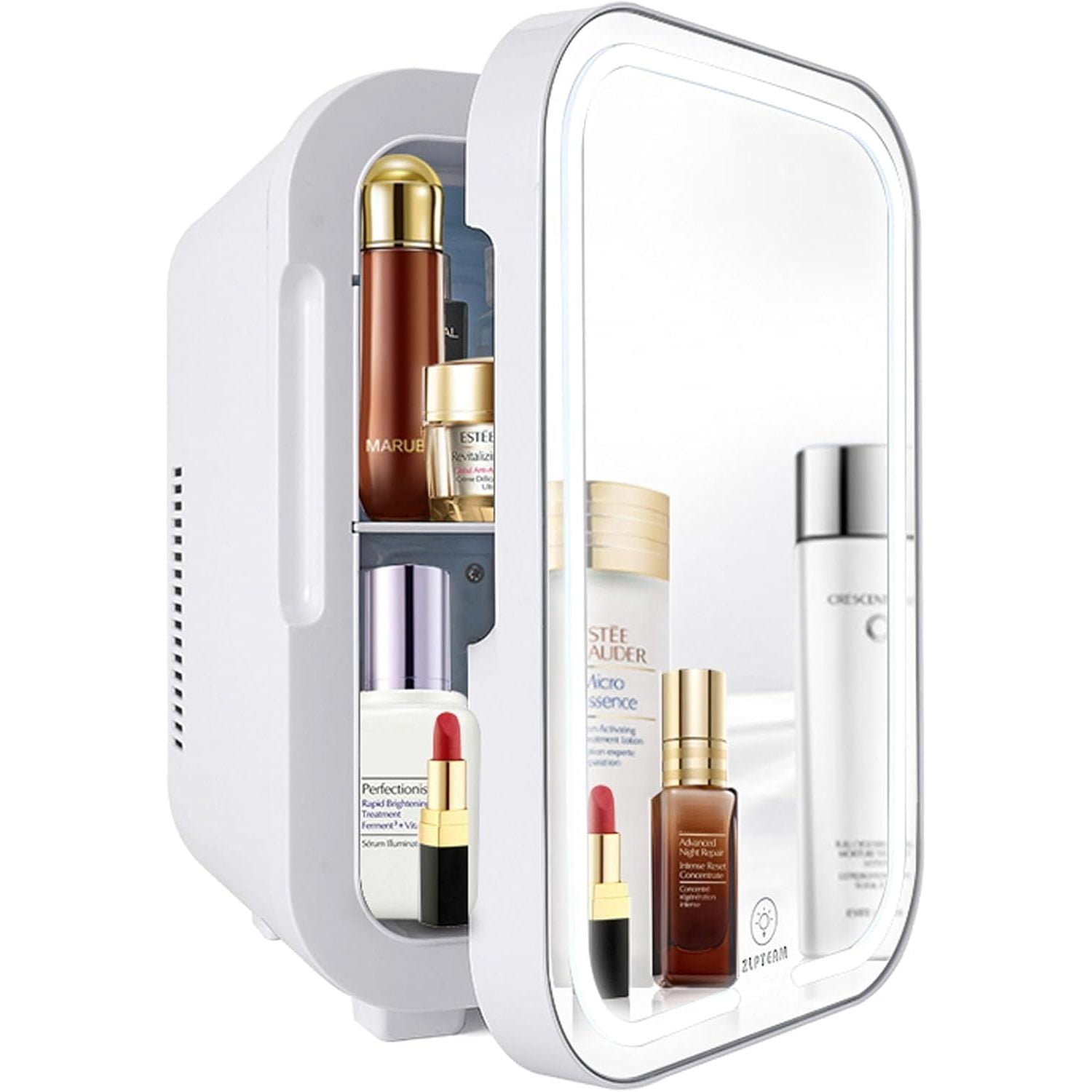 Mini Fridge with Mirror Door & Adjustable LED Lights - 8L Cosmetic ...