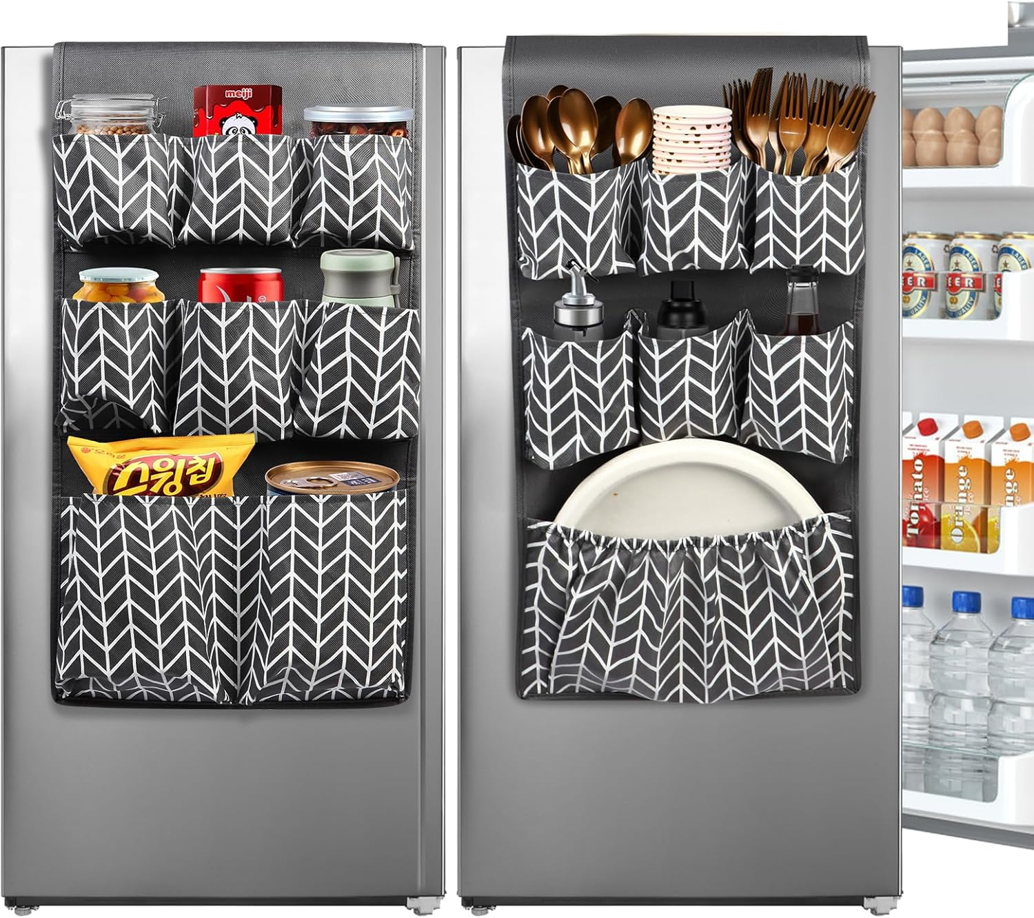 Mini Fridge Organizer 65" x 12.6", Mini Fridge Caddy with 15 Large ...