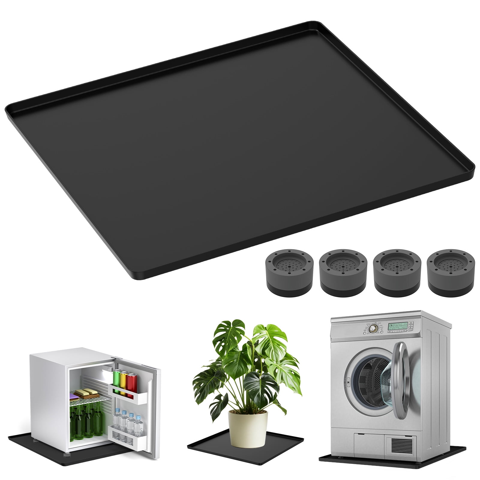 Mini Fridge Silicone Mat with 4 Base Raisers 19 x 19 x 0.59inch Mini ...