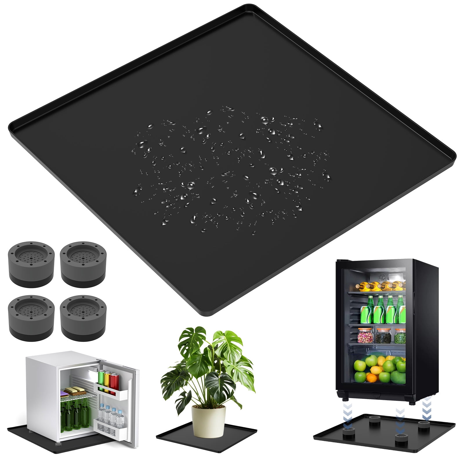 Mini Fridge Silicone Mat with 4 Base Raisers 19 x 19 x 0.59inch Mini ...