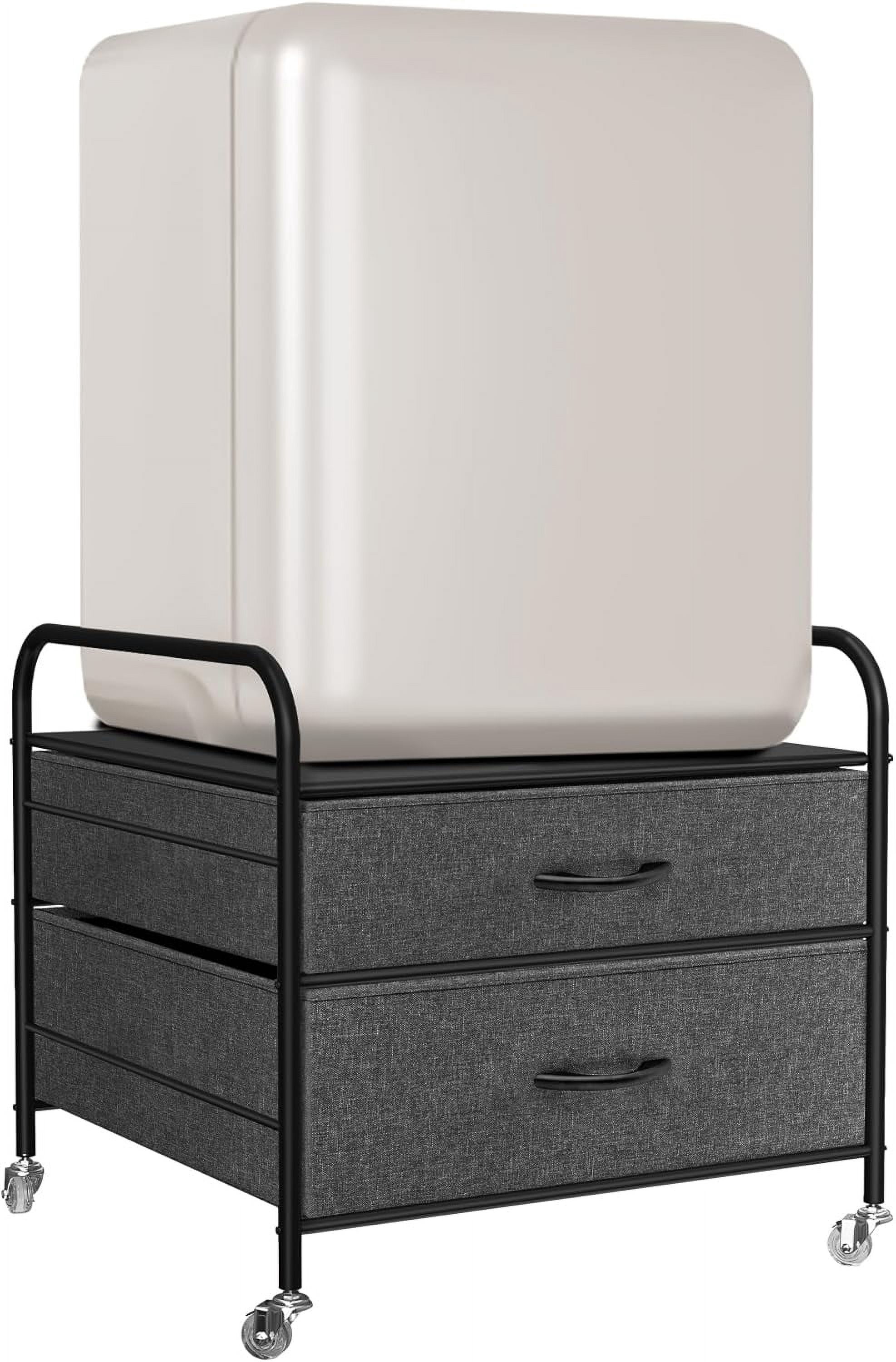 Mini Fridge Stand, 2 Drawers Organization Rolling Cart for Mini Fridge ...