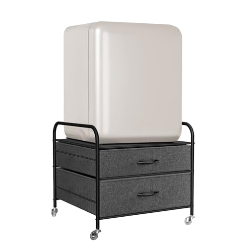 Mini Fridge Stand, 2 Drawers Organization Rolling Cart for Mini Fridge ...