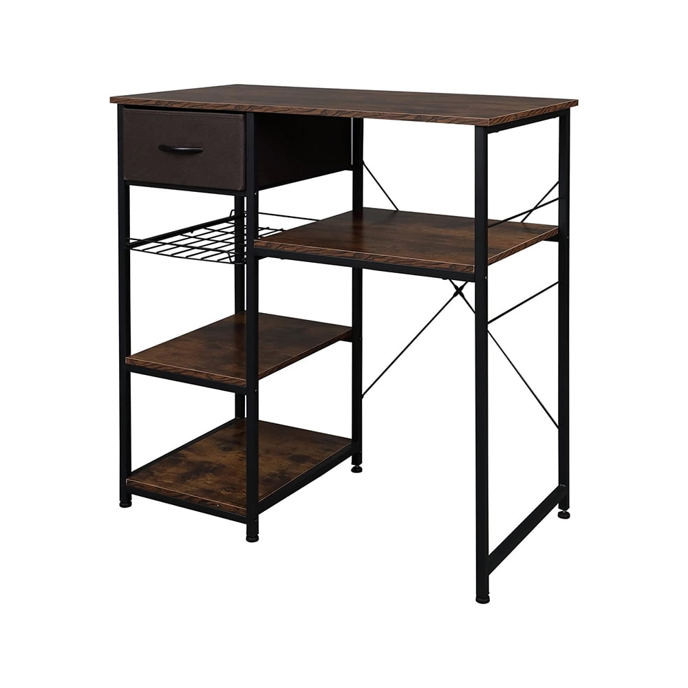 Mini Fridge Stand, 4-Tiers Bakers Racks with Storage, Industrial ...