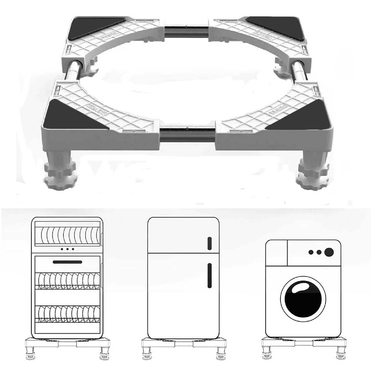 SEISSO Mini Fridge Stand Adjustable Base Riser Platform Unit, Washer ...