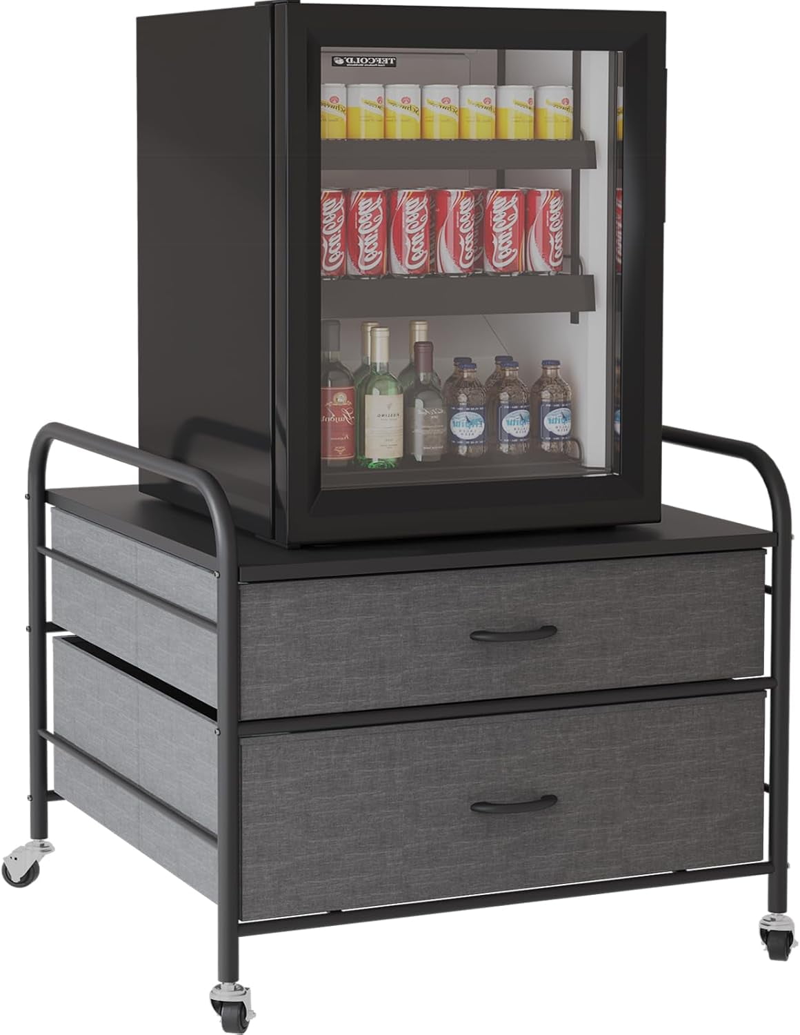 Mini Fridge Stand, Fridge Stand with 2 Large Fabric Drawers, 120LBS ...