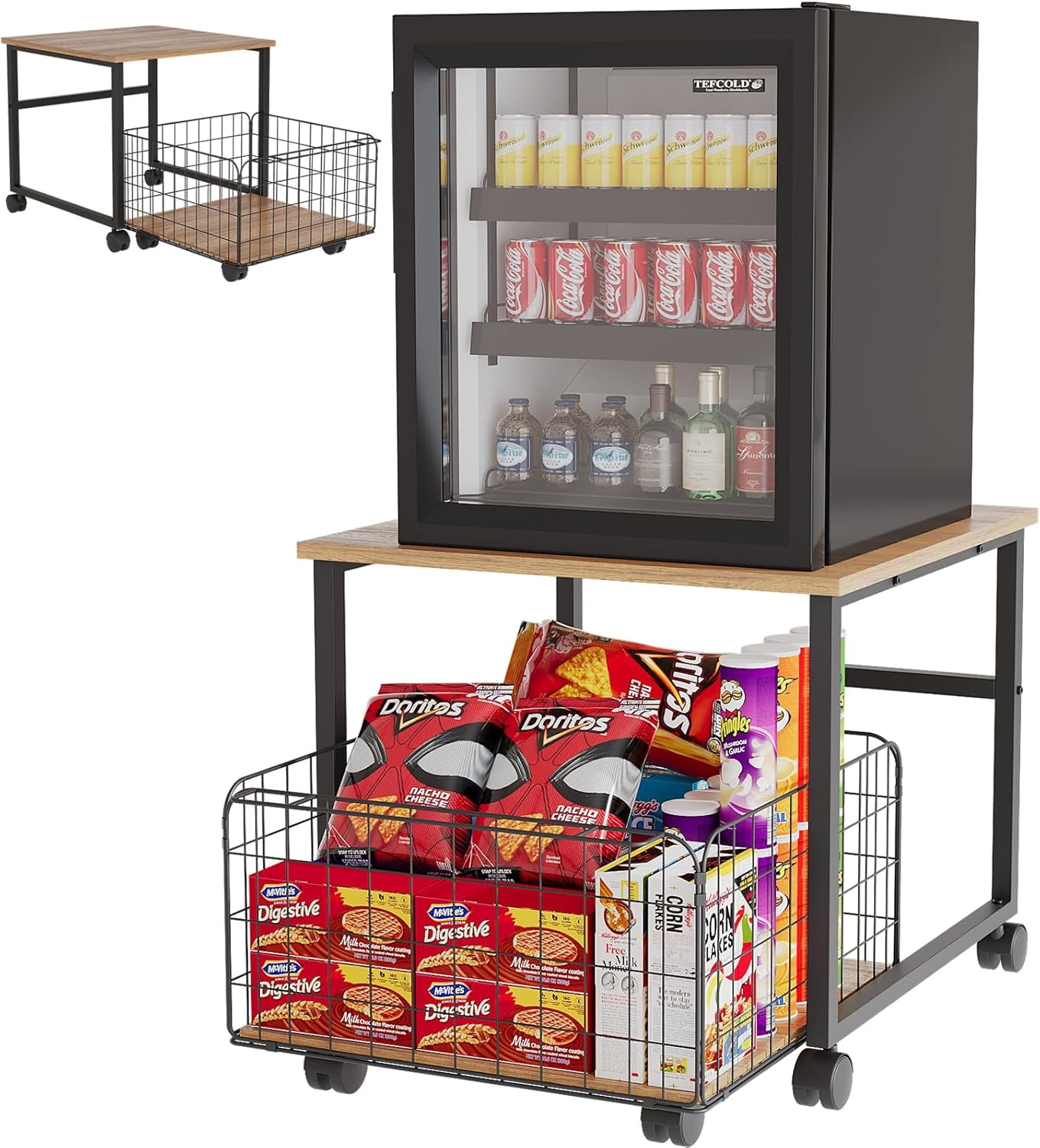 Mini Fridge Stand, Fridge Stand with Storage, 120LBS Mini Fridge Table ...