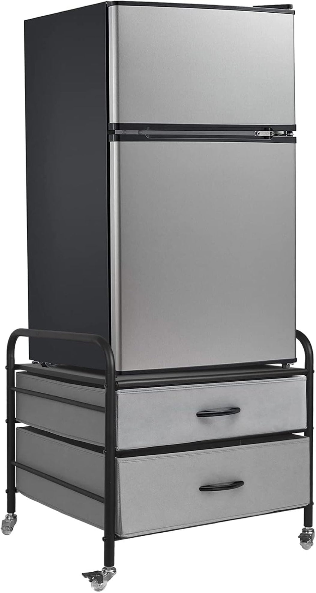Mini Fridge Stand, Fridge Stand with Storage, 2 Drawer Fridge Cart ...