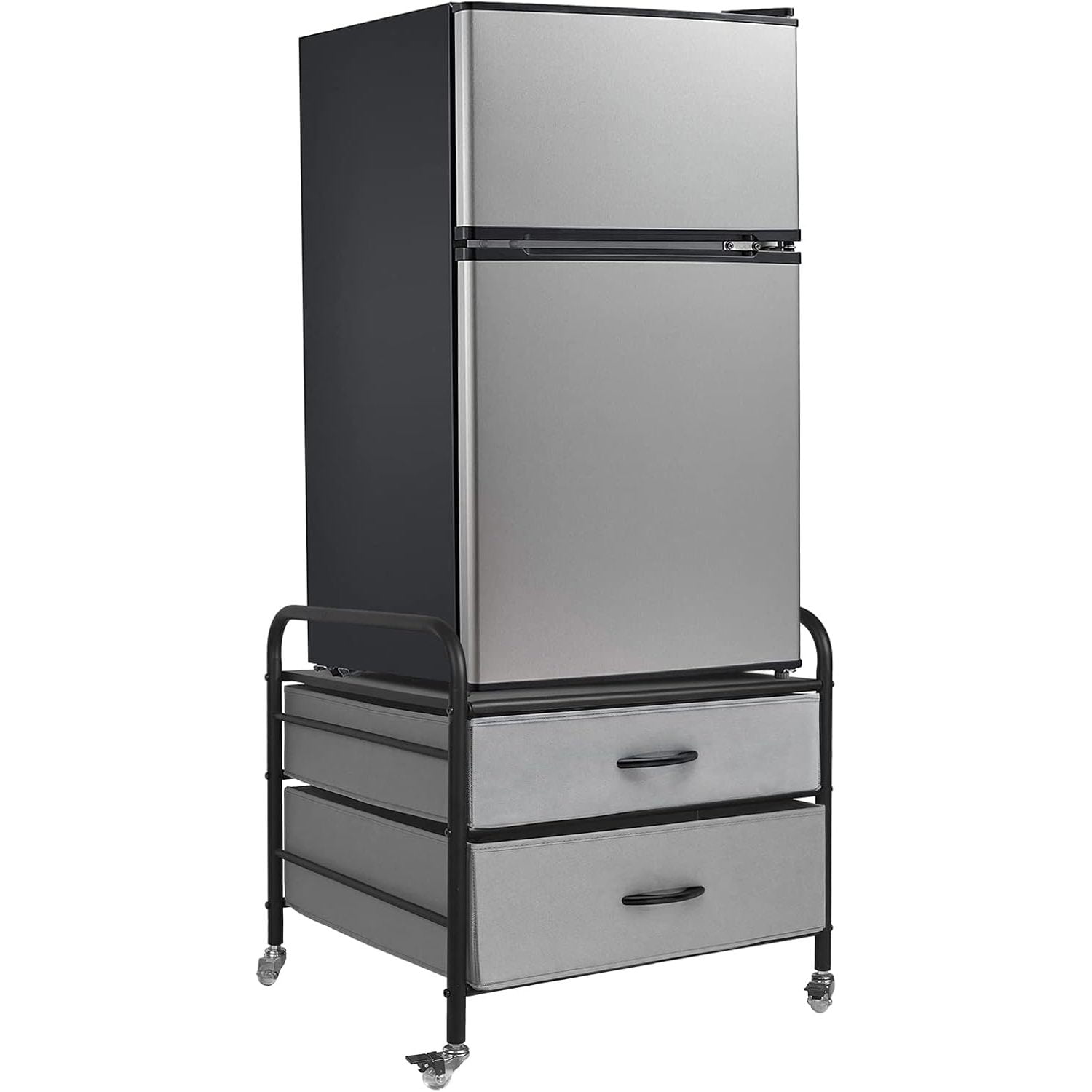 Mini Fridge Stand, Fridge Stand with Storage, 2 Drawer Fridge Cart ...