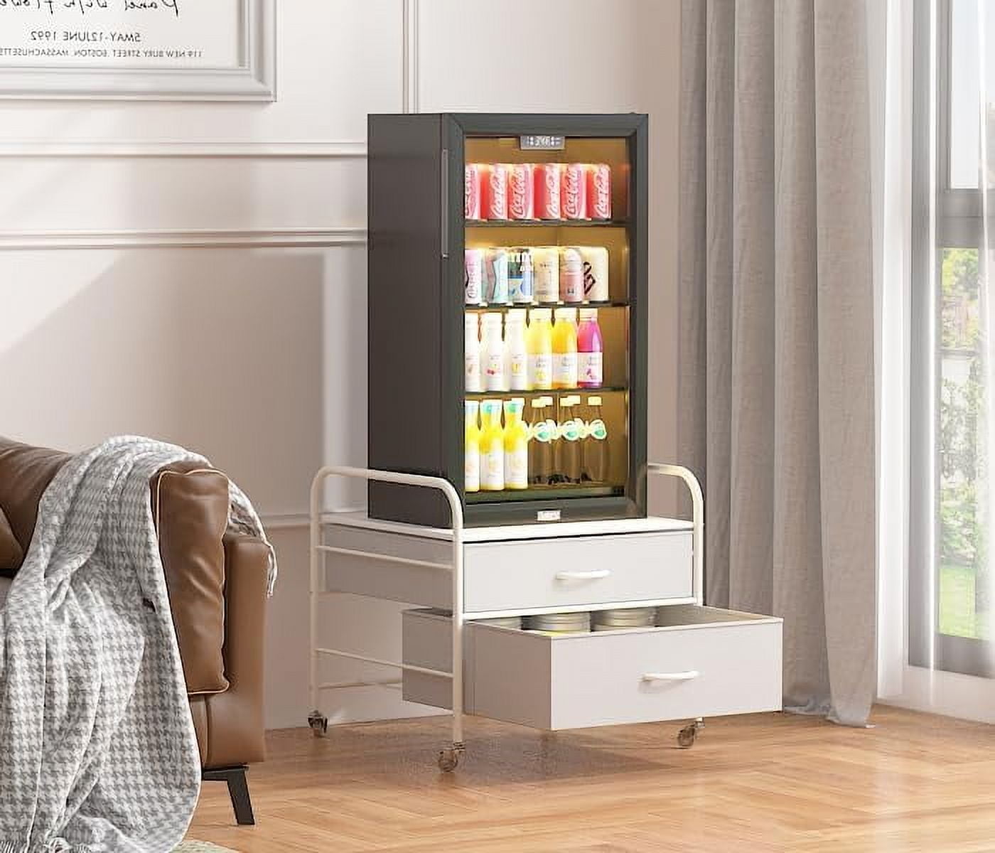 Mini Fridge Stand, Fridge Stand with Storage, 2 Drawer Fridge Cart ...