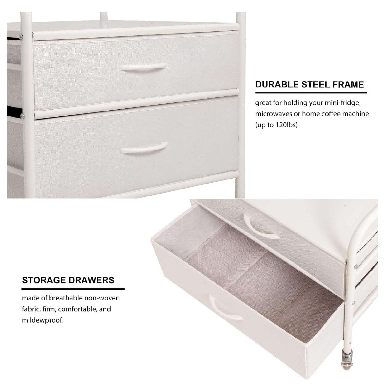 Mini Fridge Stand, Fridge Stand with Storage, 2 Drawer Fridge Cart ...