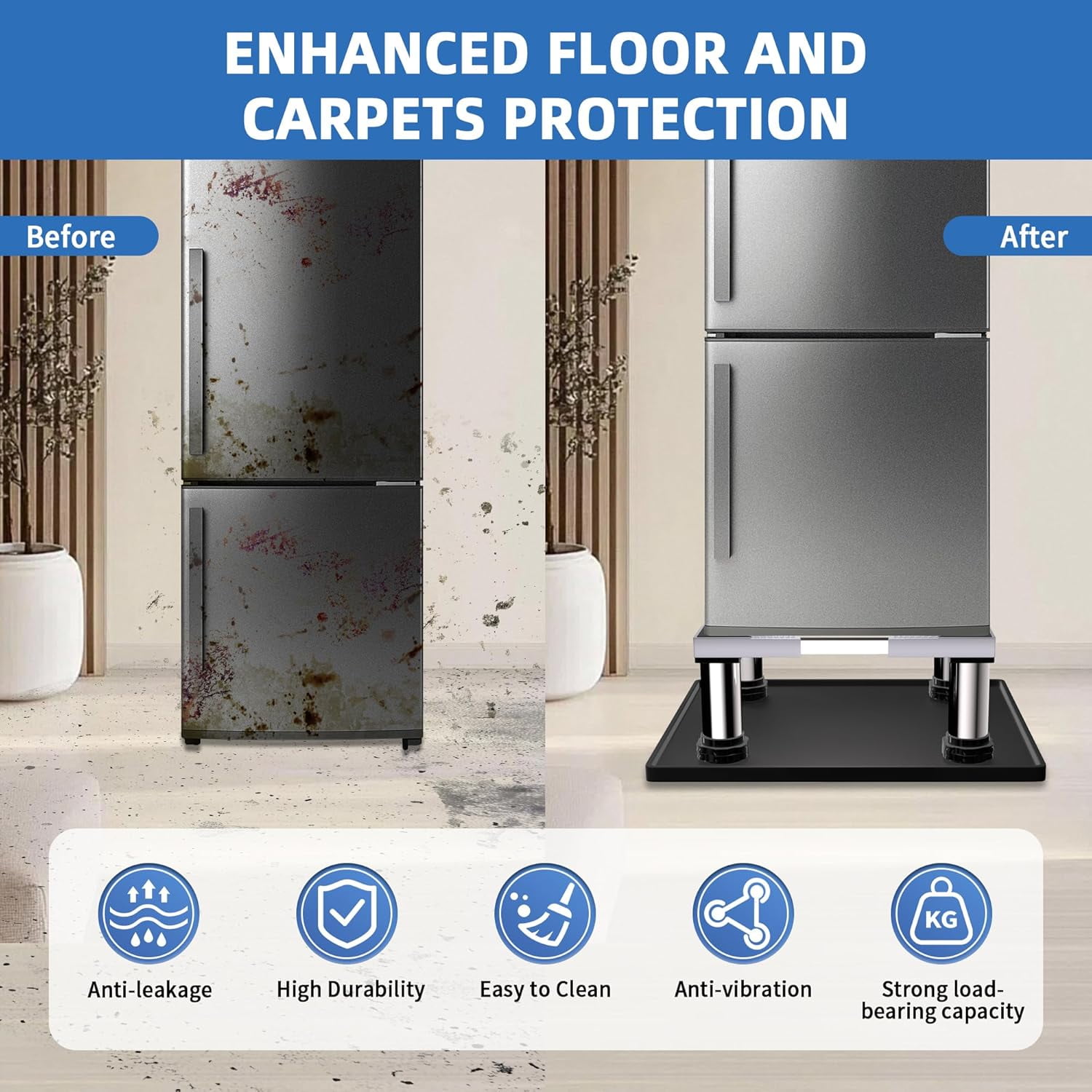 Mini Fridge Stand with Silicone Mat, Adjustable Refrigerator Stand with ...