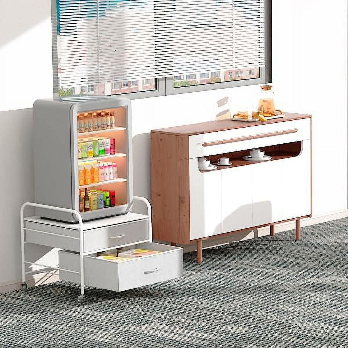 Mini Fridge Stand, Fridge Stand with Storage, 2 Drawer Fridge Cart ...