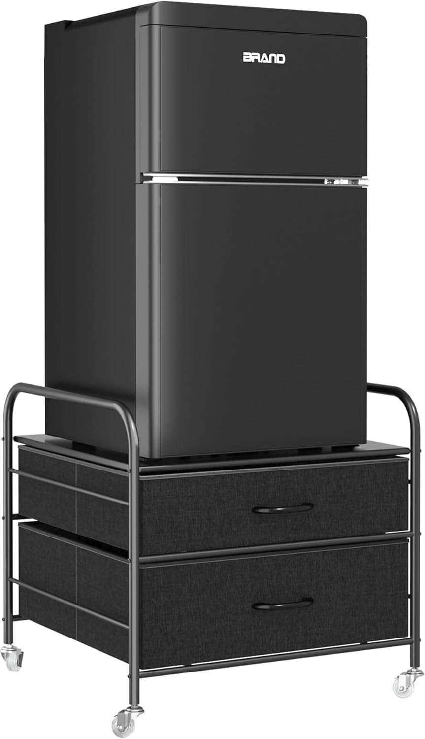 Mini Fridge Stand, Fridge Stand with Storage, 2 Drawer Fridge Cart ...