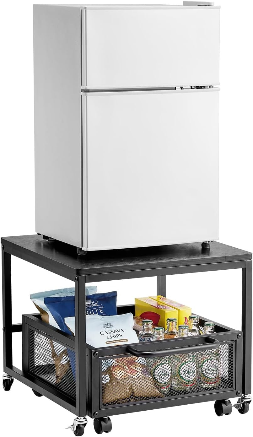 Mini Fridge Stand with Storage, 198 lbs Mini Fridge Table with Movable ...