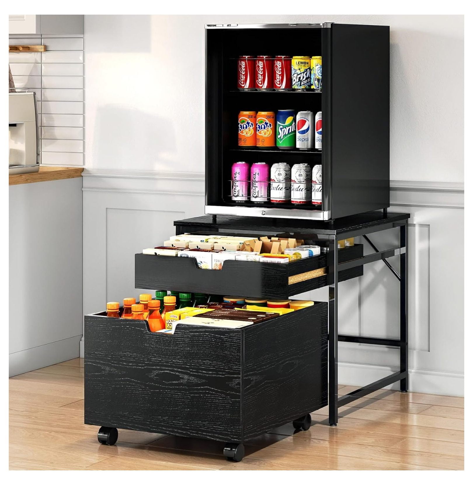 Mini Fridge Stand with Storage Drawer, 21.5" L x 21.5" W Refrigerator ...