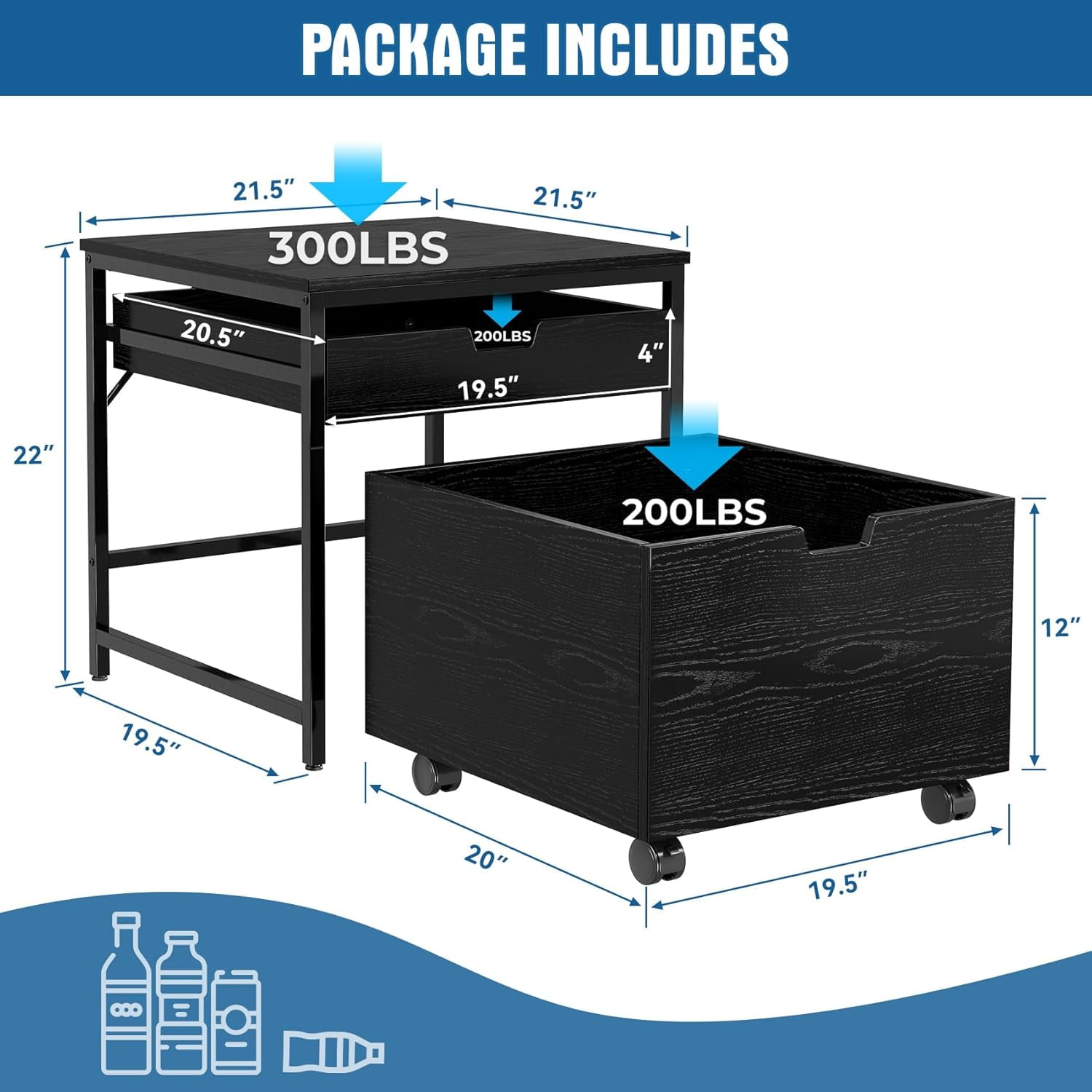 Mini Fridge Stand with Storage Drawer, 21.5" L x 21.5" W Refrigerator ...