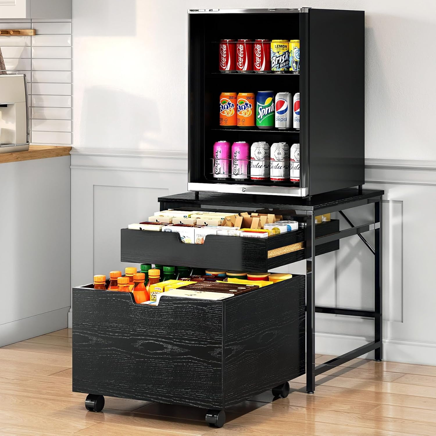 Mini Fridge Stand with Storage Drawer, 21.5" L x 21.5" W Refrigerator ...