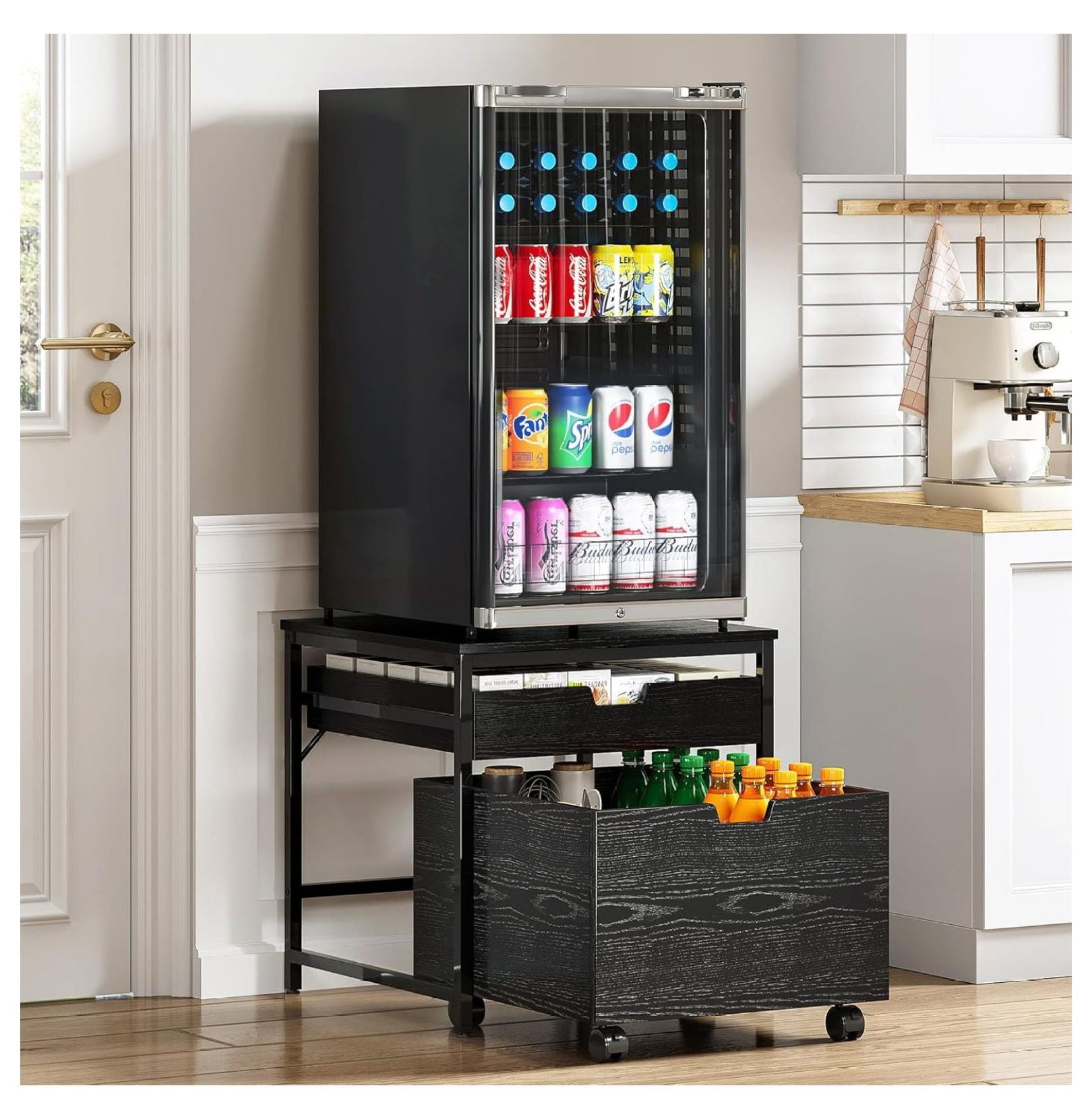 Mini Fridge Stand with Storage Drawer, 300 lb Load Capacity Mini Fridge ...