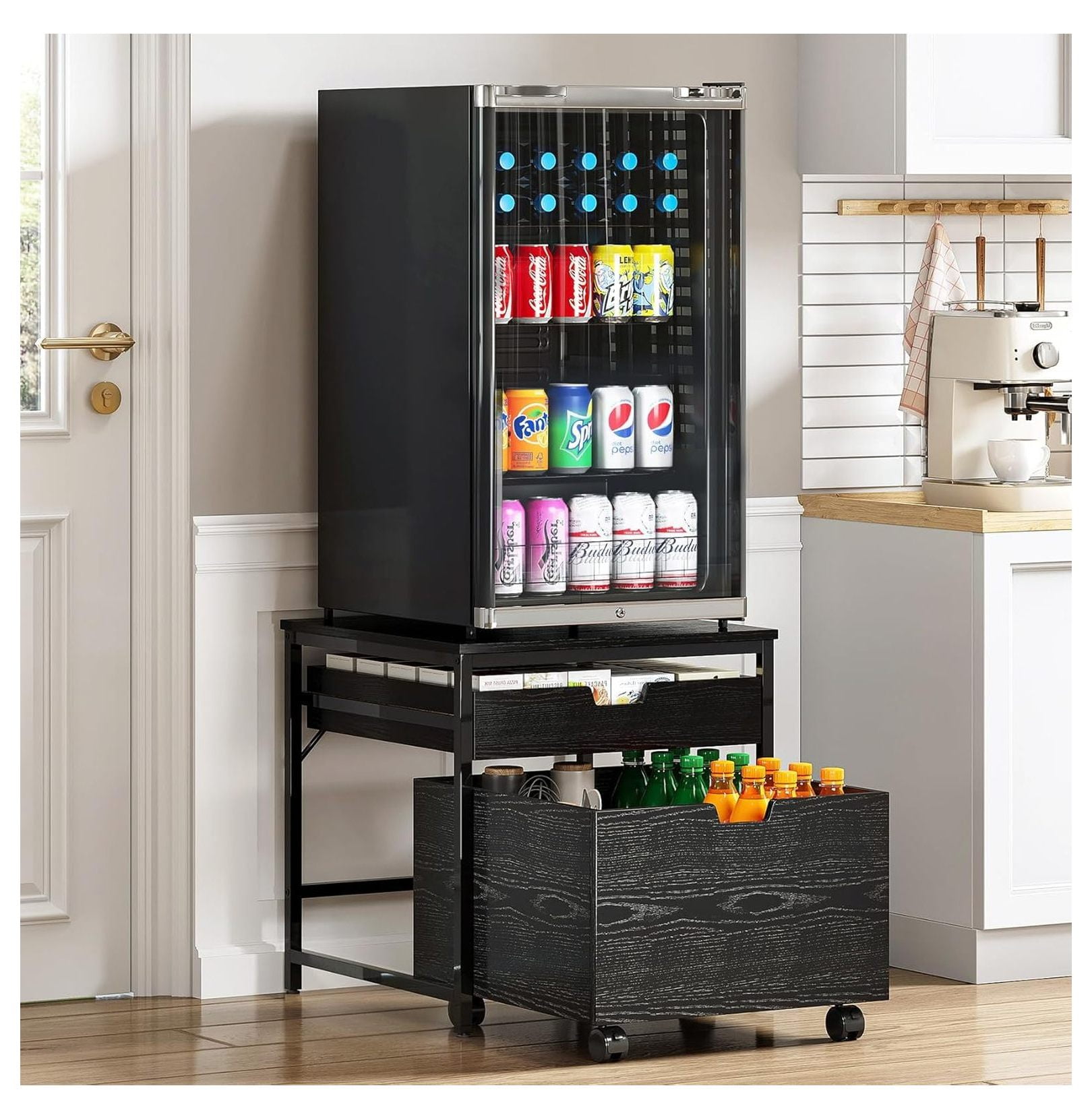 Mini Fridge Stand with Storage Drawer, 300 lb Load Capacity Mini Fridge ...