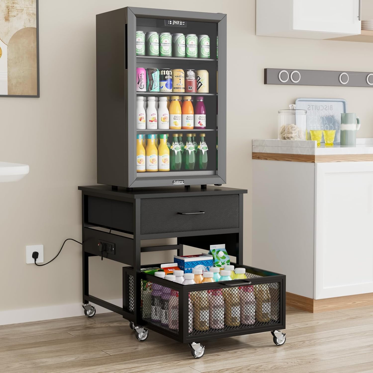 Mini Fridge Stand with Storage, Heavy Duty Beverage Refrigerator Stand ...
