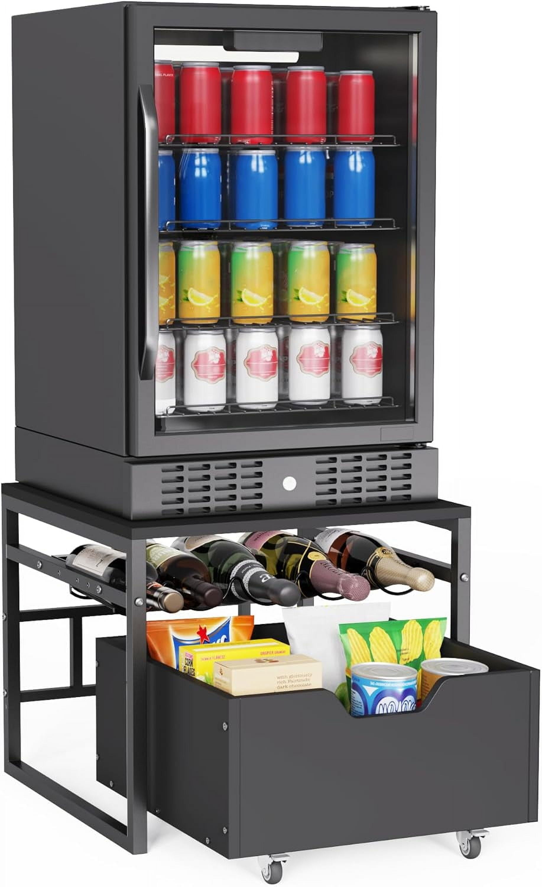 Mini Fridge Stand with Storage, Mini Fridge Cabinet with Wheels ...