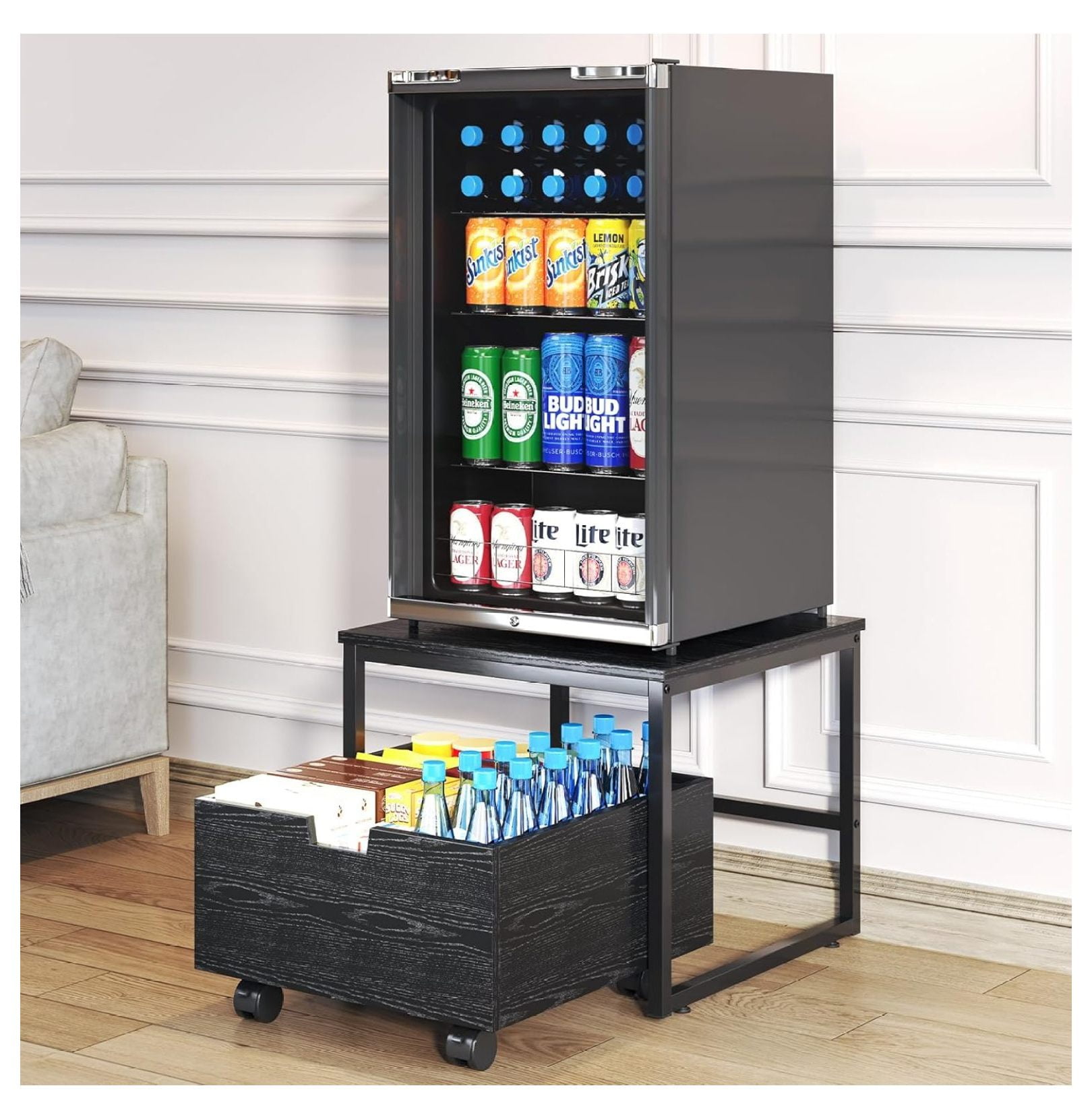 Mini Fridge Stand with Storage, Mini Fridge Stand Table Shelf with ...