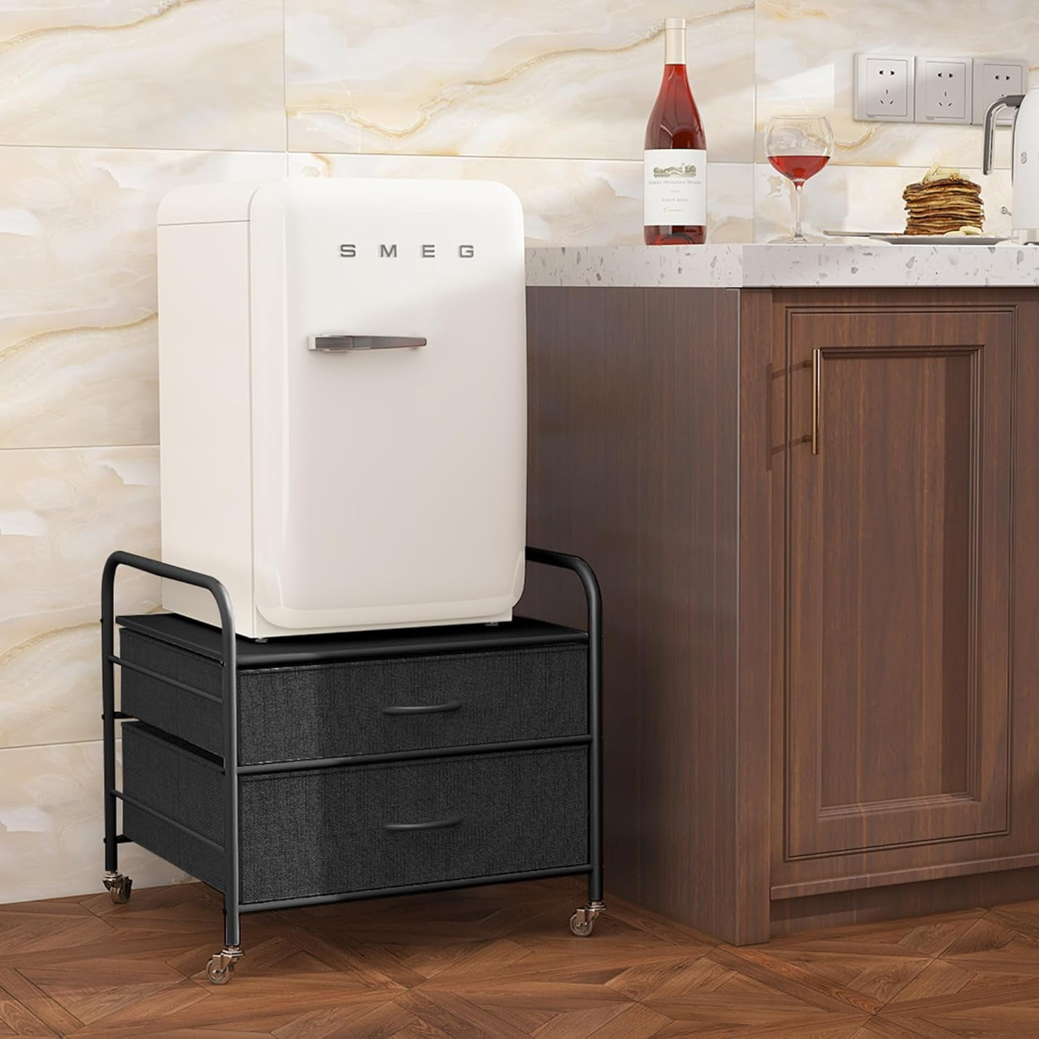 Mini Fridge Stand with Storage, Mobile Fridge Cart for Small ...