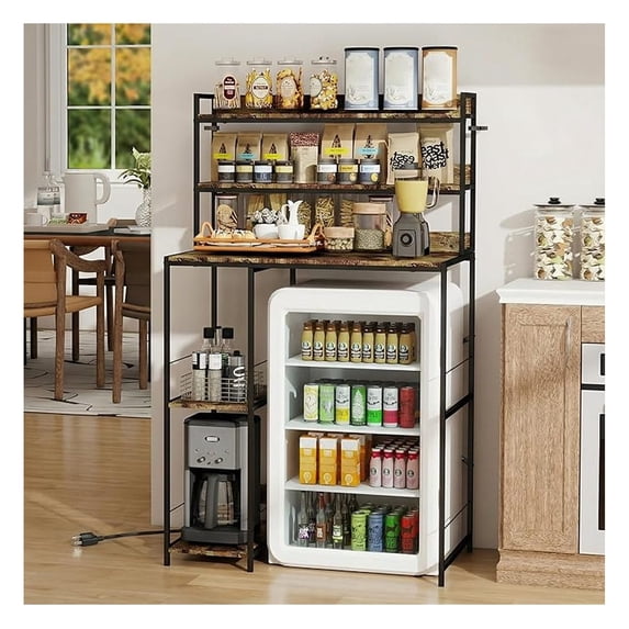 Mini Fridge Stand with Storage Shelves, 5-Tier Kitchen Bakers Rack ...