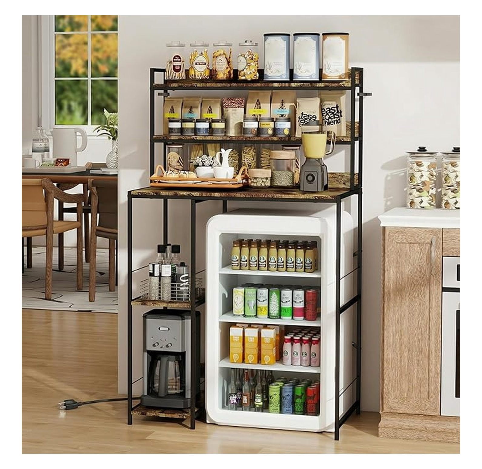 Mini Fridge Stand with Storage Shelves, 5-Tier Kitchen Bakers Rack ...