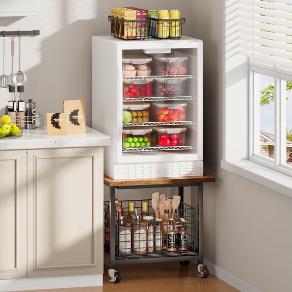 Mini Fridge Stand with Storage, Small Refrigerator Stand with Wheels ...