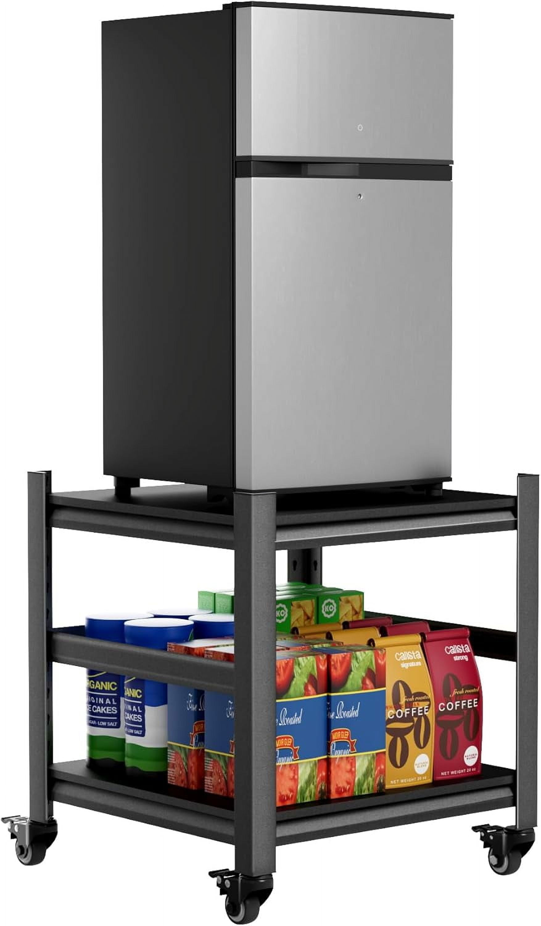 Mini Fridge Stand With Storage, Heavy Duty Mobile Shelf With 4 Lockable ...
