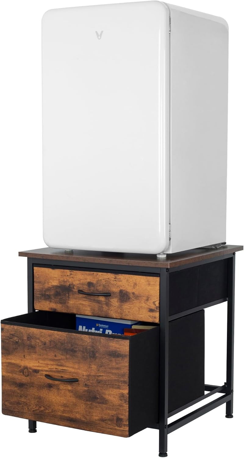 Mini Fridge Stand with 2 Drawer, Mini Fridge Organizer Stand ...