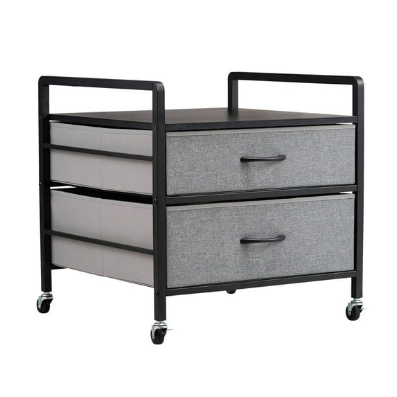 Mini Fridge Stand with Storage, 176 lbs Capacity, Gray Wood, 2 Drawers ...