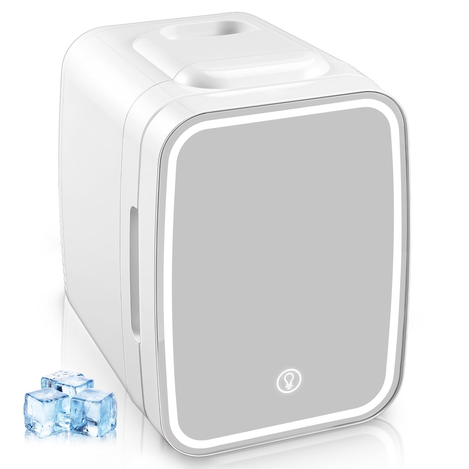 5 L Mini Fridge for Dorm, Small Bedroom Refrigerator Led Mirror Door ...