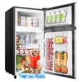 Mini Fridge with Freezer 100L Compact Refrigerator, Adjustable ...