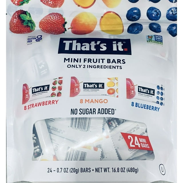 Mini Fruit Bars Blueberry Strawberry & Mango Variety 24 Bars - Walmart.com