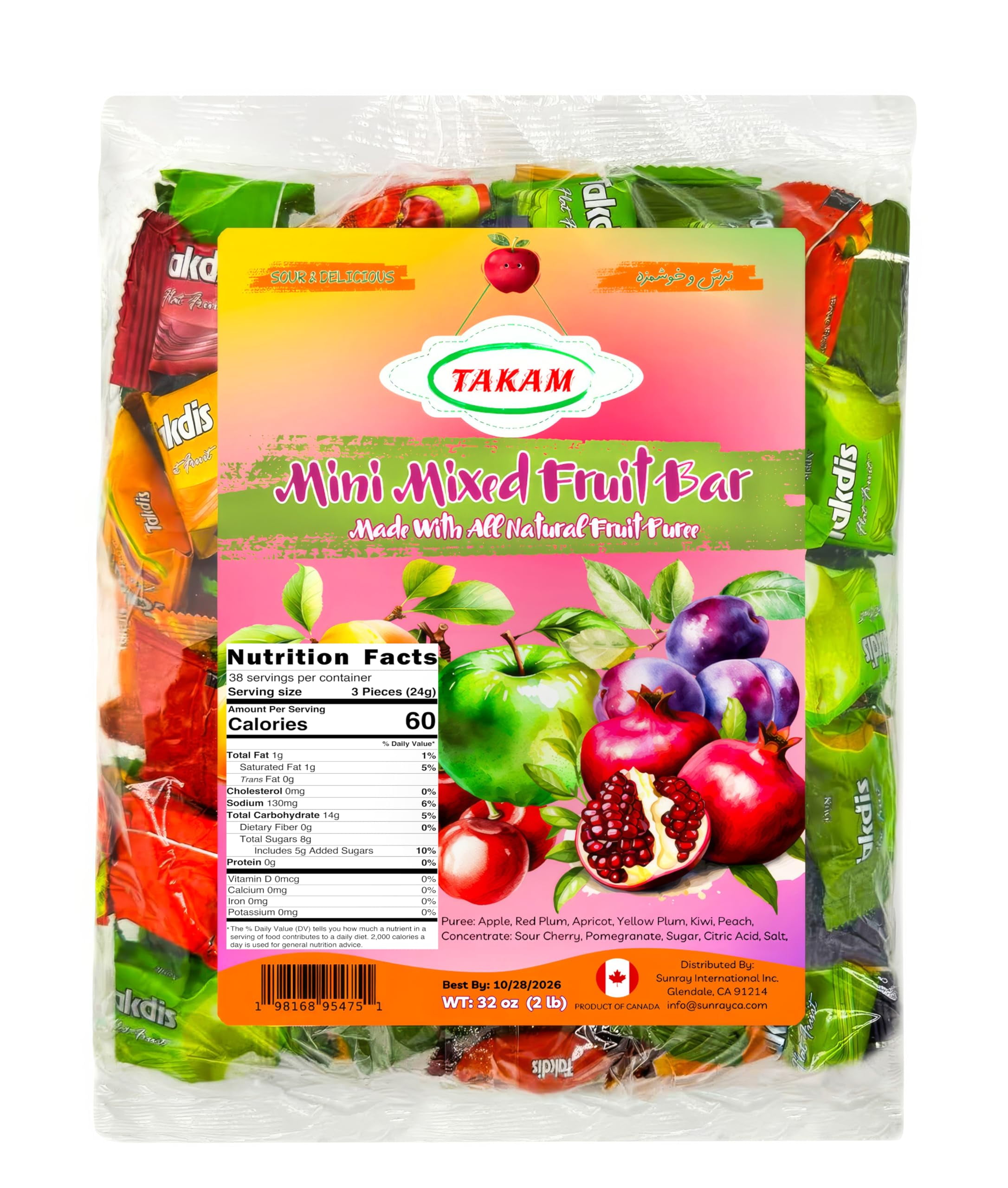 Mini Fruit Bars, Individually STF9 Wrapped, Mixed Flavors Lavashak ...