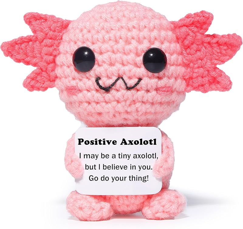 Mini Funny Positive Axolotl, Knitted Wool Axolotl Toy with Positive ...