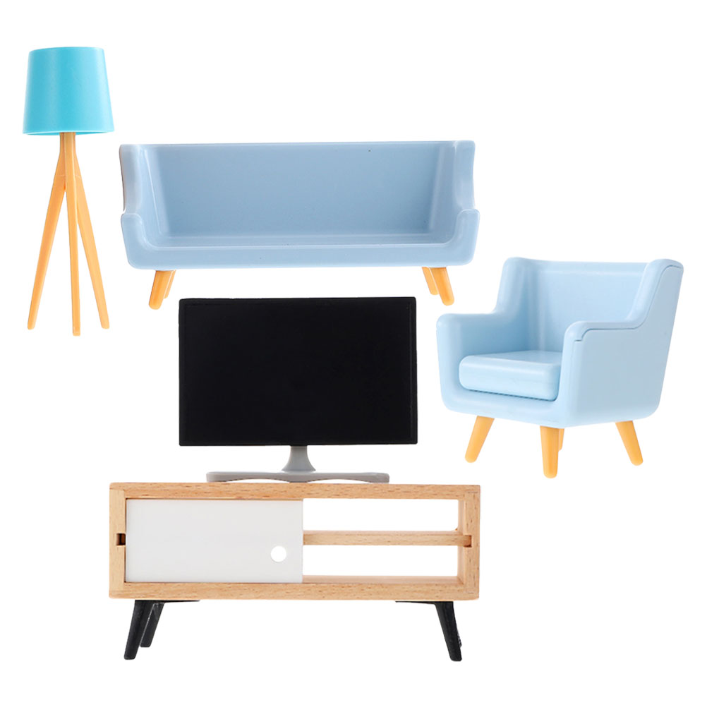 Mini Furniture Set Living Room Models Miniature Decor Desk Light Doll ...